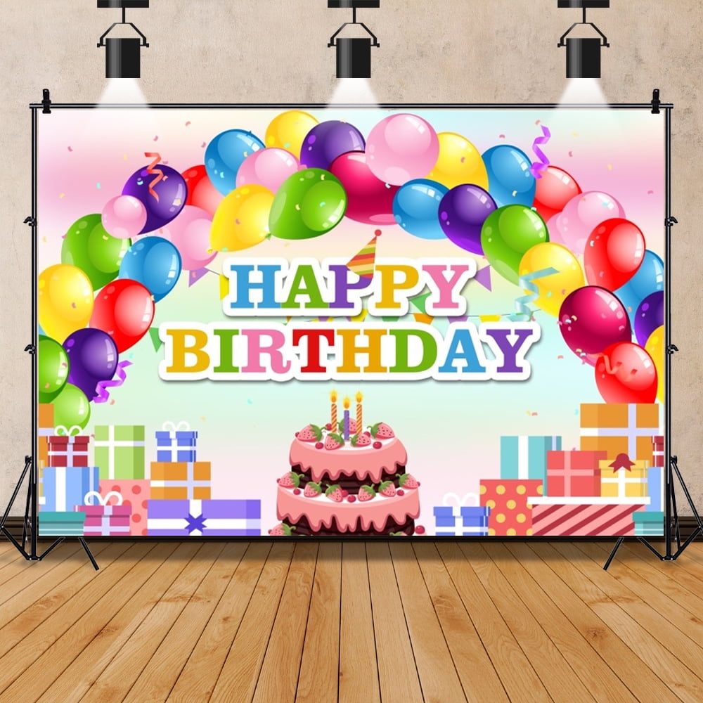 SUNOLIFE 5x3ft,Happy Birthday Backdrops,Colorful Ballon Kids Birthday ...