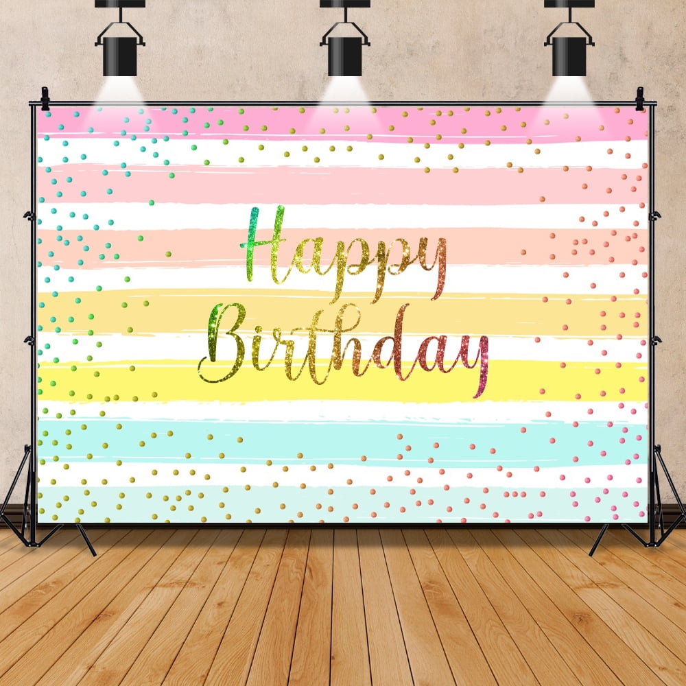 SUNOLIFE 5x3ft,Happy Birthday Backdrops,Rainbow Stripes Photography ...