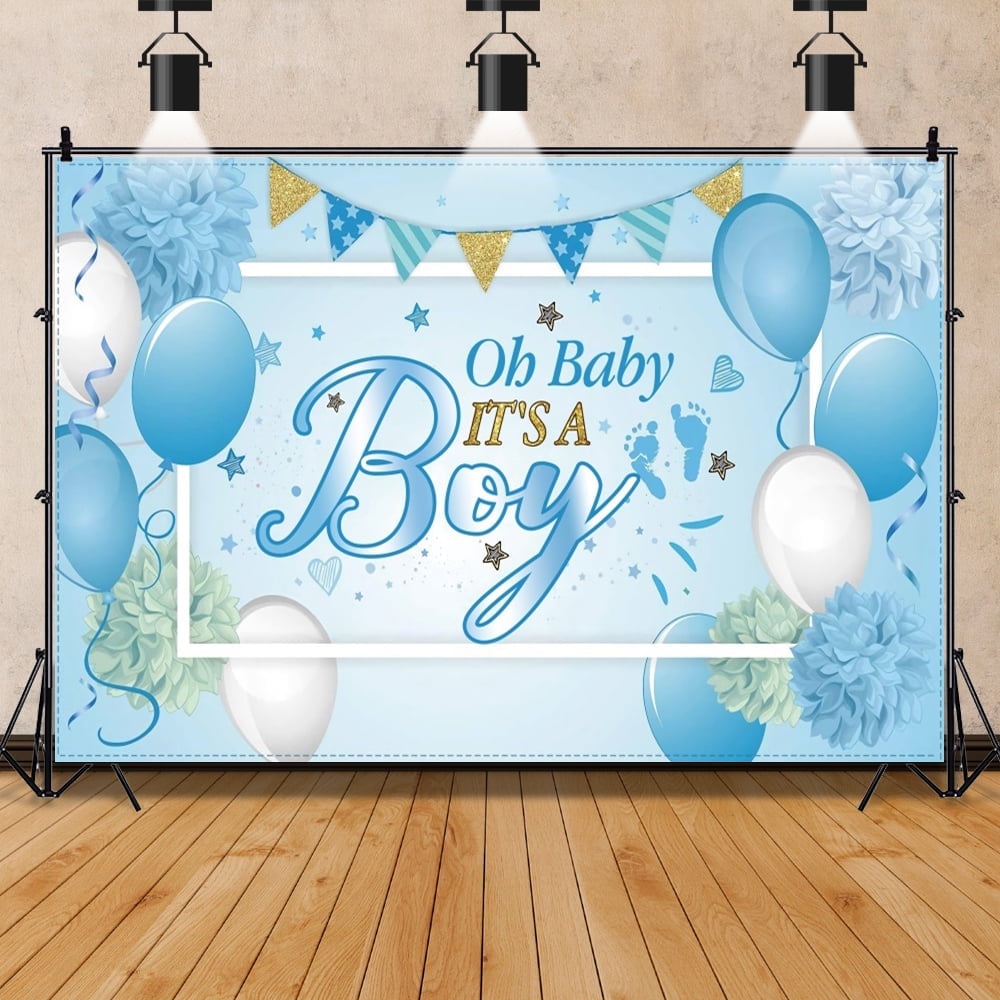 SUNOLIFE 5x3ft,It's a Boy Baby Shower Backdrops,Blue Ballons ...