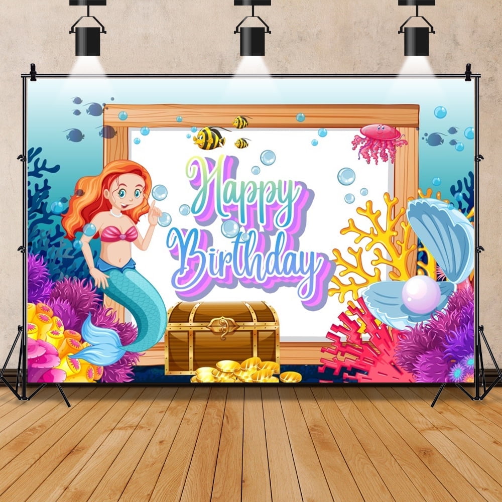 SUNOLIFE 5x3ft,Mermaid Birthday Backdrops,Glitter Scales Photography ...