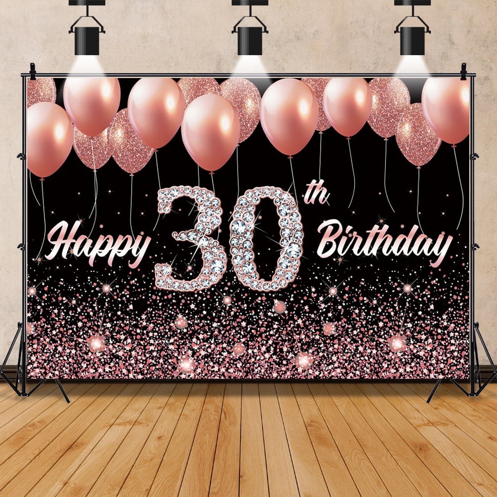 SUNOLIFE 6x4ft,Happy Birthday Backdrops Banner for Women Pink Ballons ...