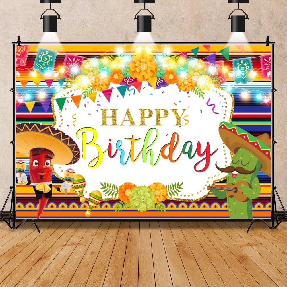 SUNOLIFE 6x4ft,Mexico Birthday Backdrops,Mexican Fiesta Party ...