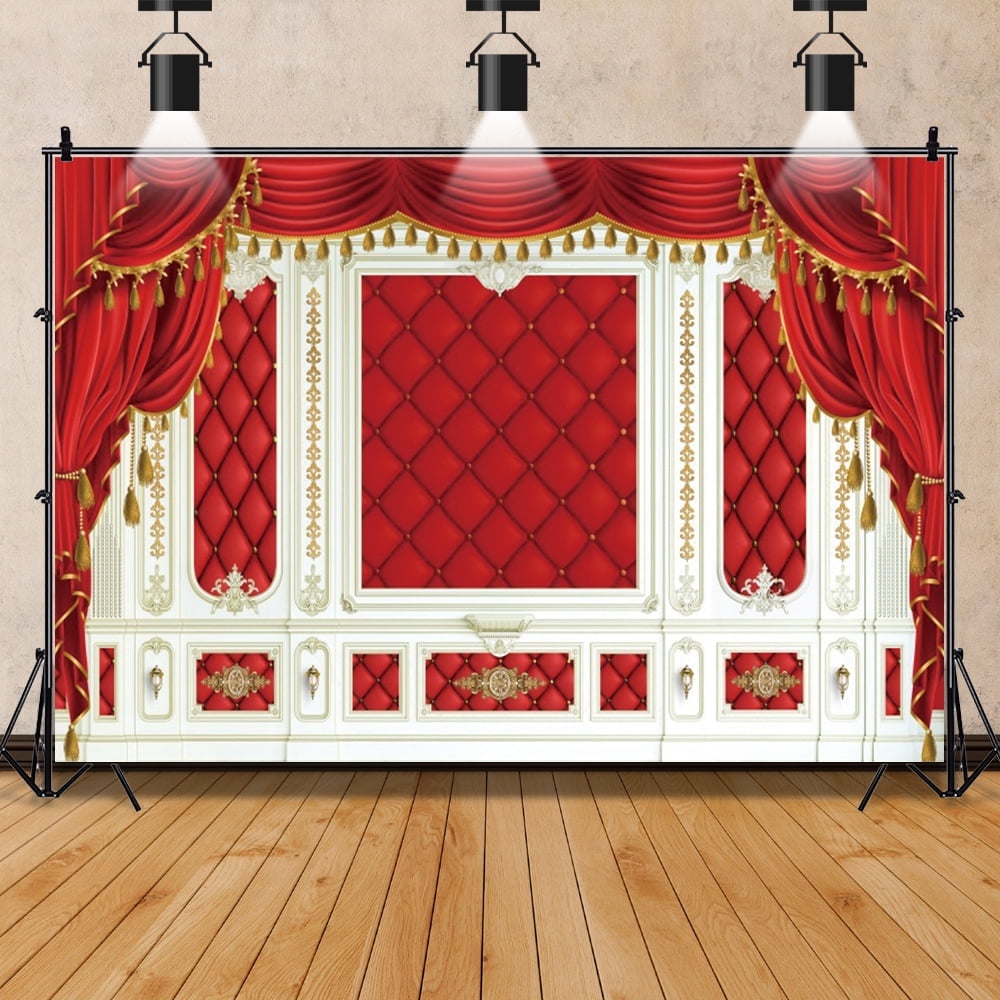 SUNOLIFE 6x4ft,Red Theater Stage Shows Backdrops Banner,Magic Shows ...