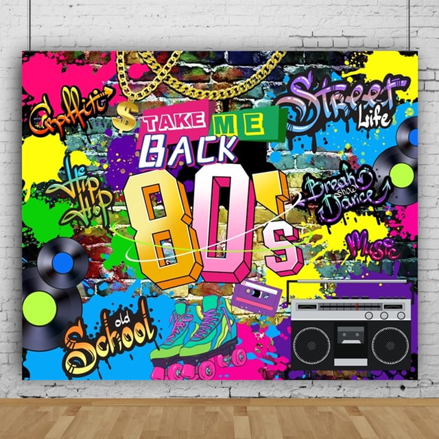SUNOLIFE 7x5ft,80's Party Backdrops Banner Back to The 80's Photography ...