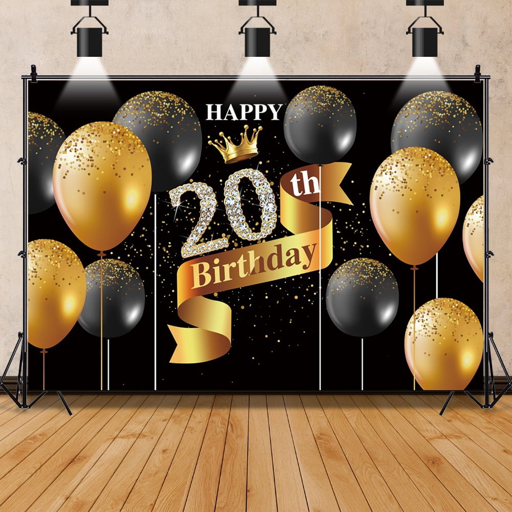 SUNOLIFE 7x5ft,Happy Birthday Backdrops Banner for Women 20th Birthday ...