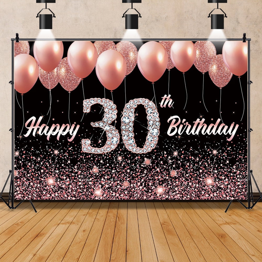 SUNOLIFE 7x5ft,Happy Birthday Backdrops Banner for Women Pink Ballons ...