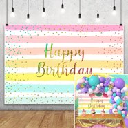 7x5FT Happy Birthday Backdrop Pink Backdrop Pink Rose Golden Birthday ...