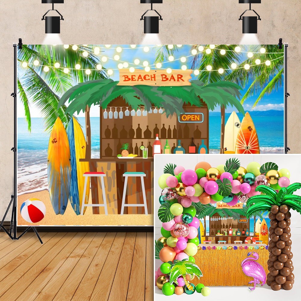 7×5FT Tropical Luau Backdrop Summer Hawaii Beach Backdrop Surfboard ...