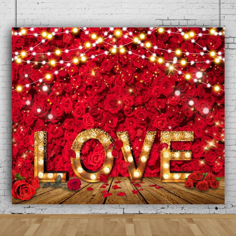 SUNOLIFE 7x5ft,Valentine's Day Backdrop,Red Rose Anniversary ...