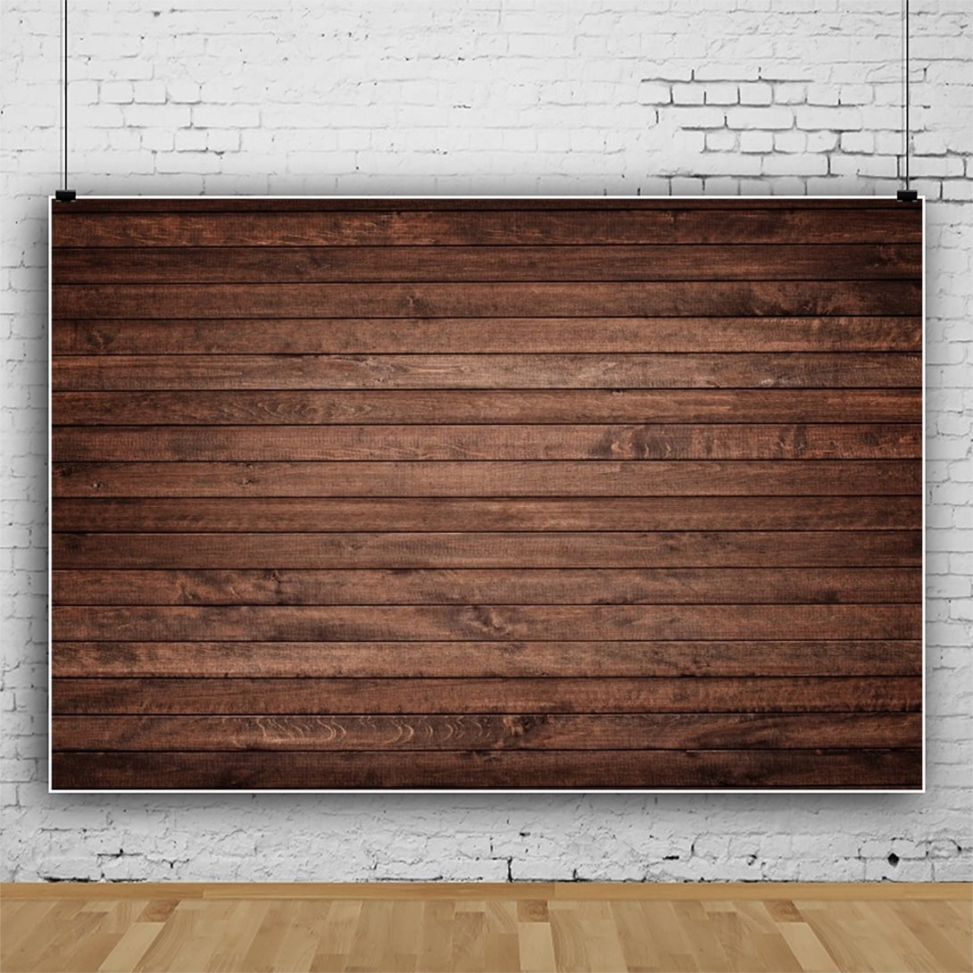 SUNOLIFE 8x6ft,Brown Wood Wall Backdrops Banner Rustic Wooden Board ...