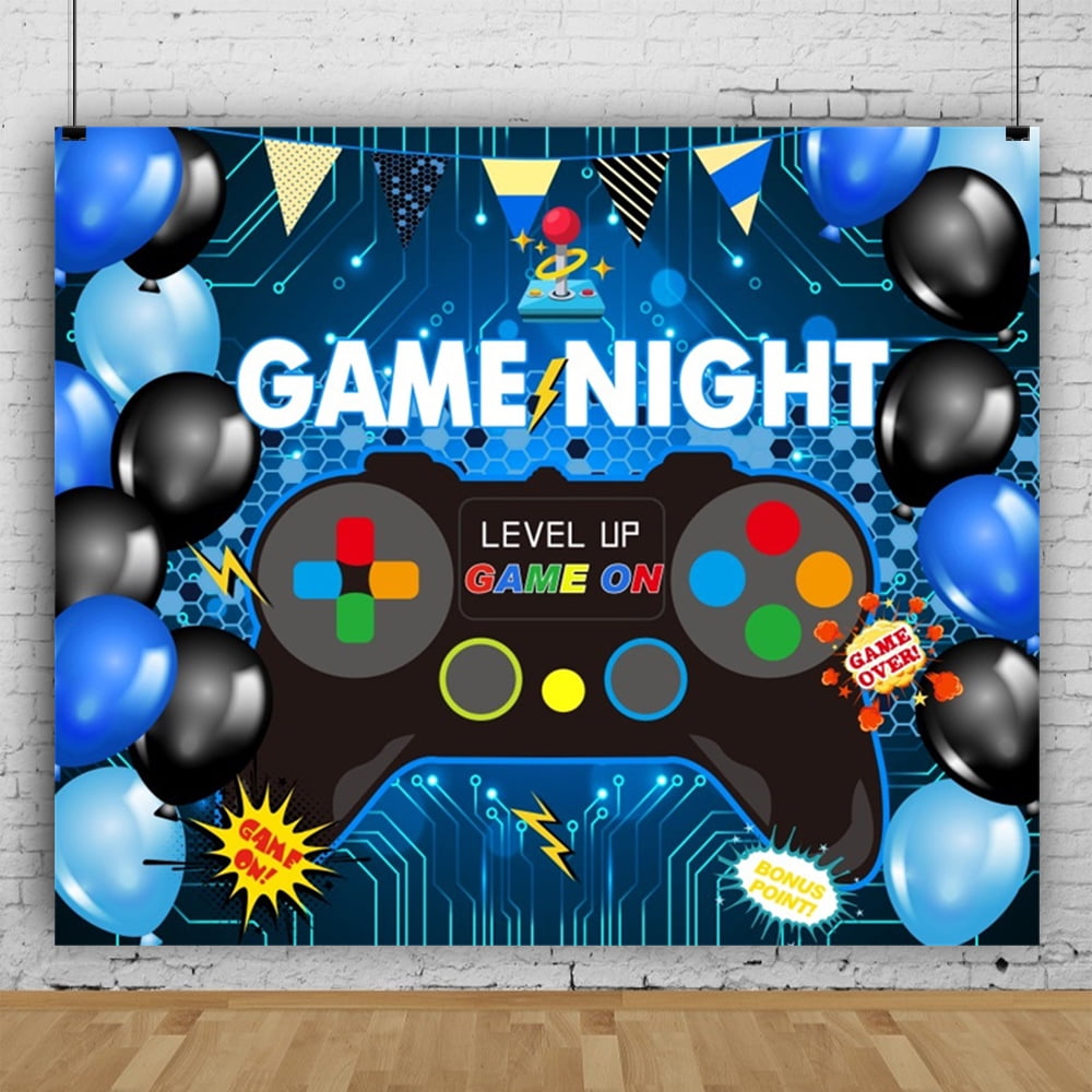 SUNOLIFE 8x6ft,Game Night Theme Backdrops Banner Gaming Party ...