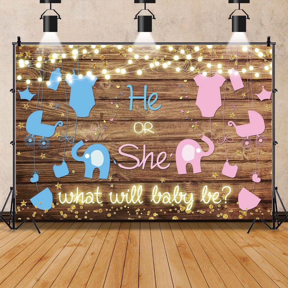 SUNOLIFE 8x6ft,Gender Reveal Backdrops,Baby Shower Wood Photography ...