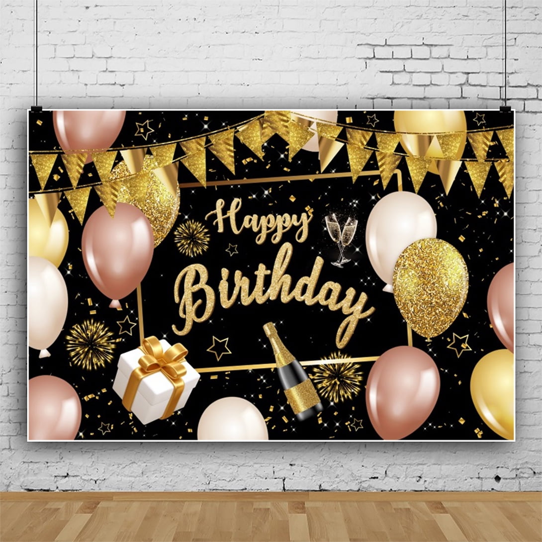 SUNOLIFE 8x6ft,Happy Birthday Backdrops Banner for Women Ballons ...
