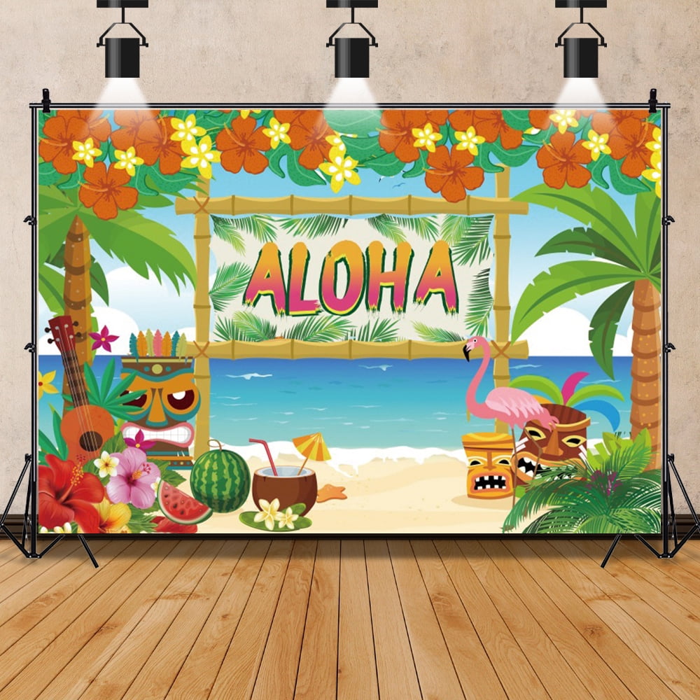 SUNOLIFE 8x6ft Summer Hawaii Party Backdrops,Beach Aloha Photography ...