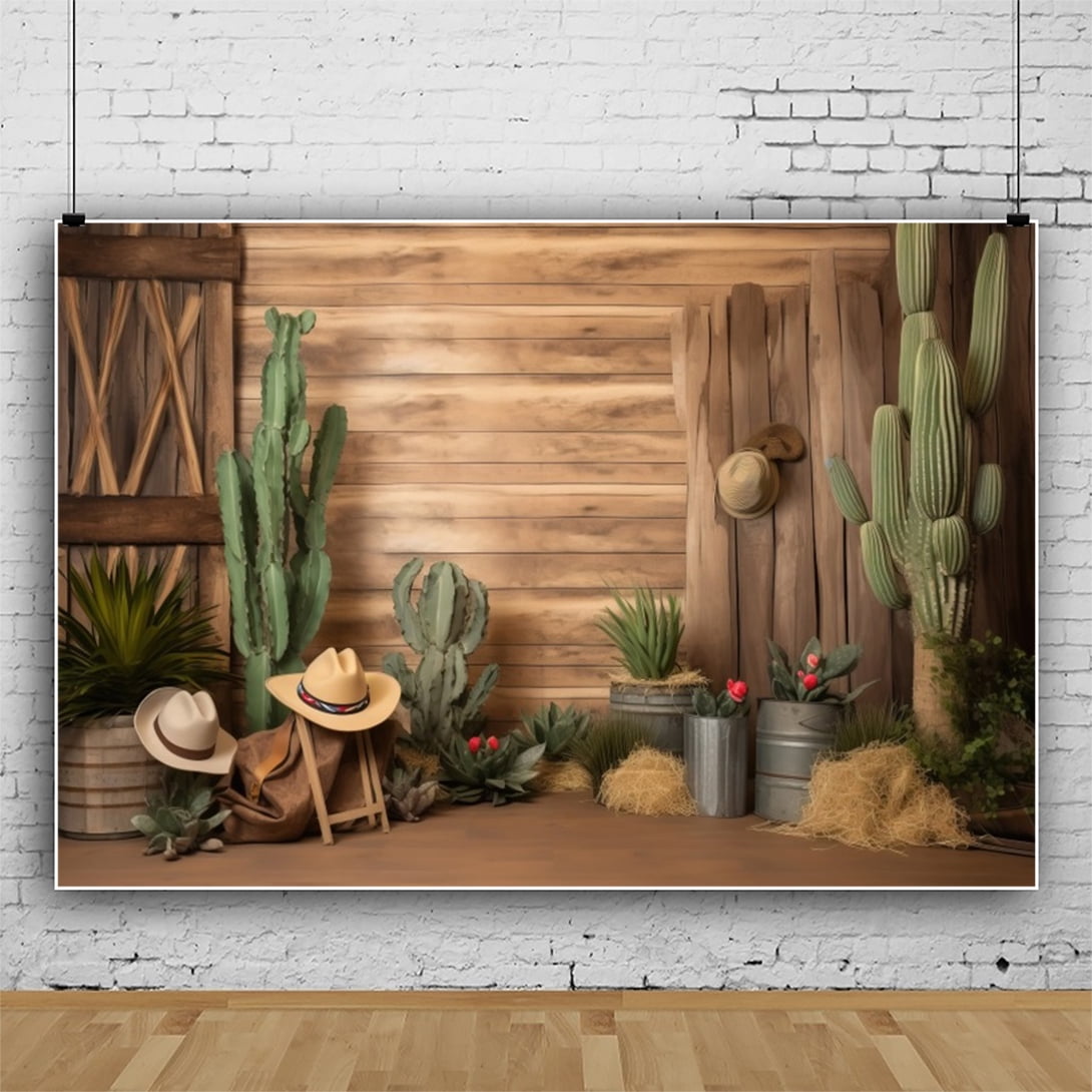 SUNOLIFE 8x6ft,Western Cowboy Backdrops Banner Wild West House Barn ...
