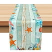 SUNOLIFE Ocean Beach Table Runner Summer Nautical Coastal Coral Kitchen ...