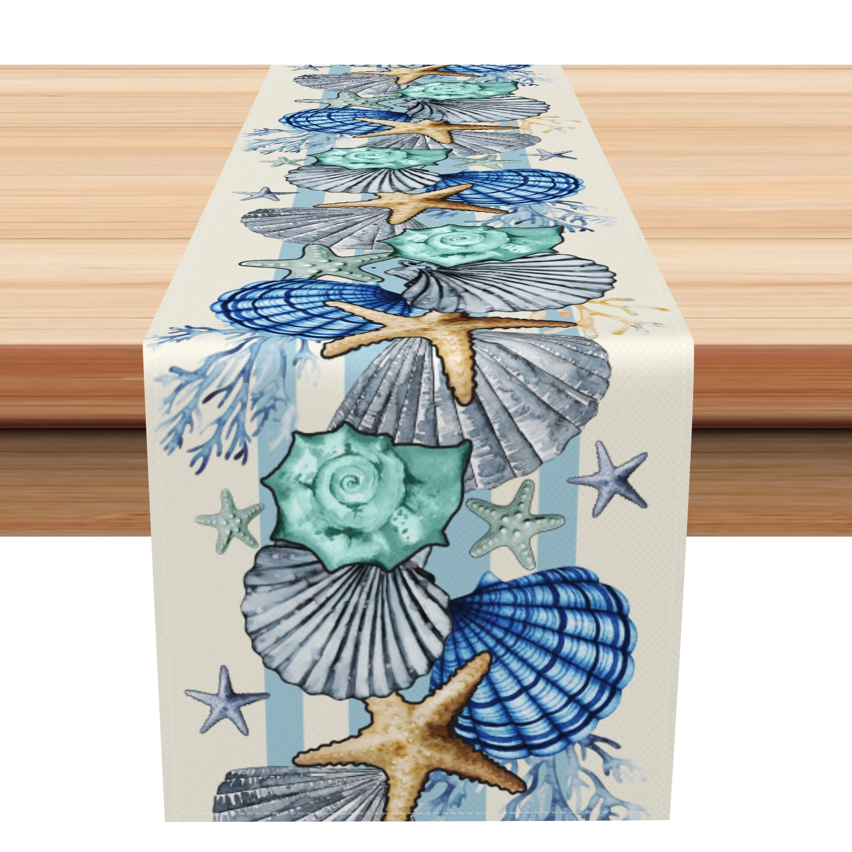 SUNOLIFE Beach Theme Table Runner,Summer Shell Kitchen Dining Table ...