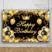 Gold Birthday Backdrop,7x5ft Happy Birthday Photography Background ...