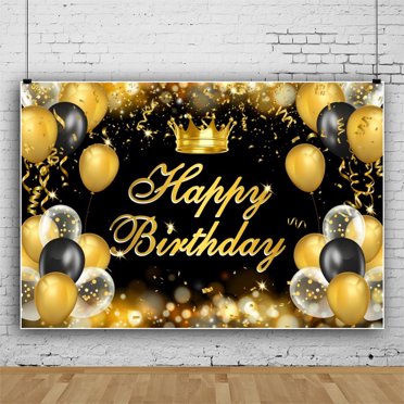 Gold Birthday Backdrop,7x5ft Happy Birthday Photography Background ...