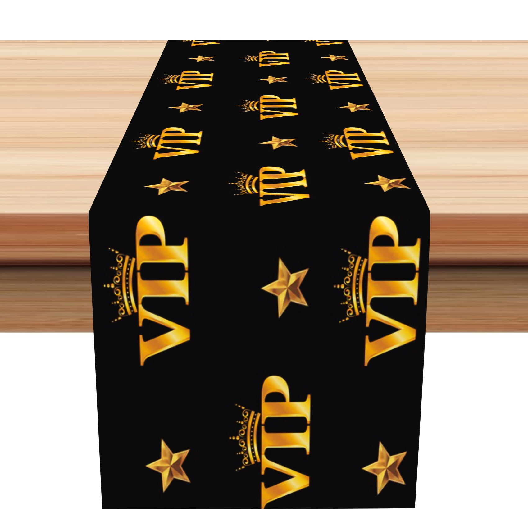 SUNOLIFE Black VIP Table Runner Happy Birthday Table Runner for Kitchen ...