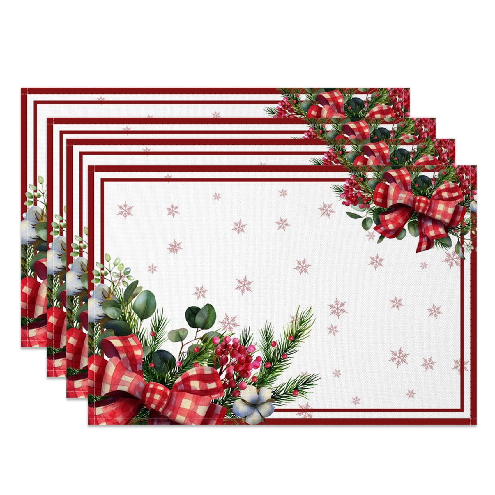 SUNOLIFE Christmas Placemats Set of 4,Merry Christmas Party Table Place ...