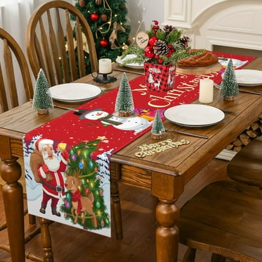 SUNOLIFE Christmas Table Runner Xmas Gingerbread Kitchen Dining Table ...