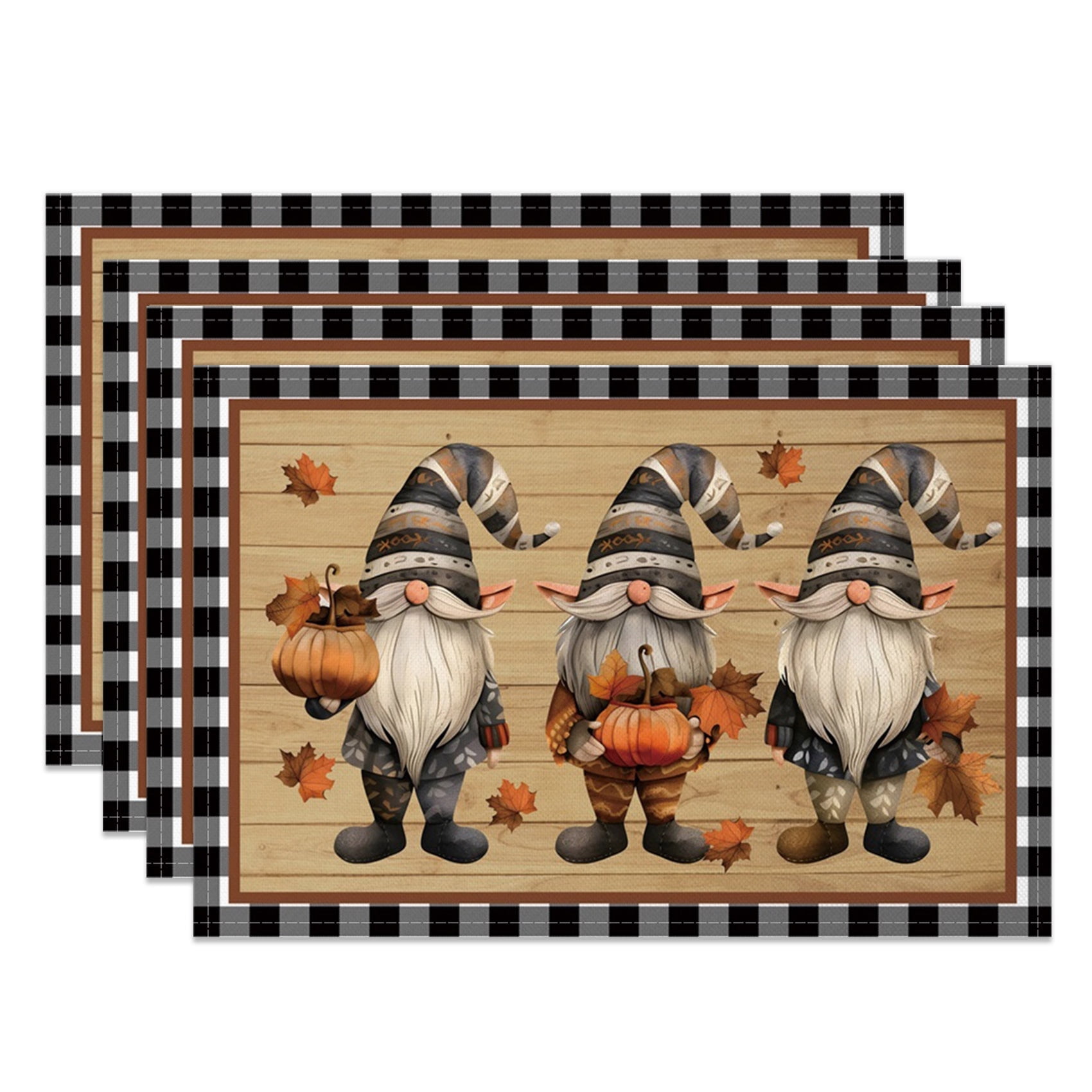 SUNOLIFE Fall Gnome Placemats Set of 4,Autumu Pumpkins Table ...