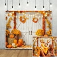 SUNOLIFE Fall Pumpkins Backdrop Banner Autumn Wood Barn Thanksgiving ...