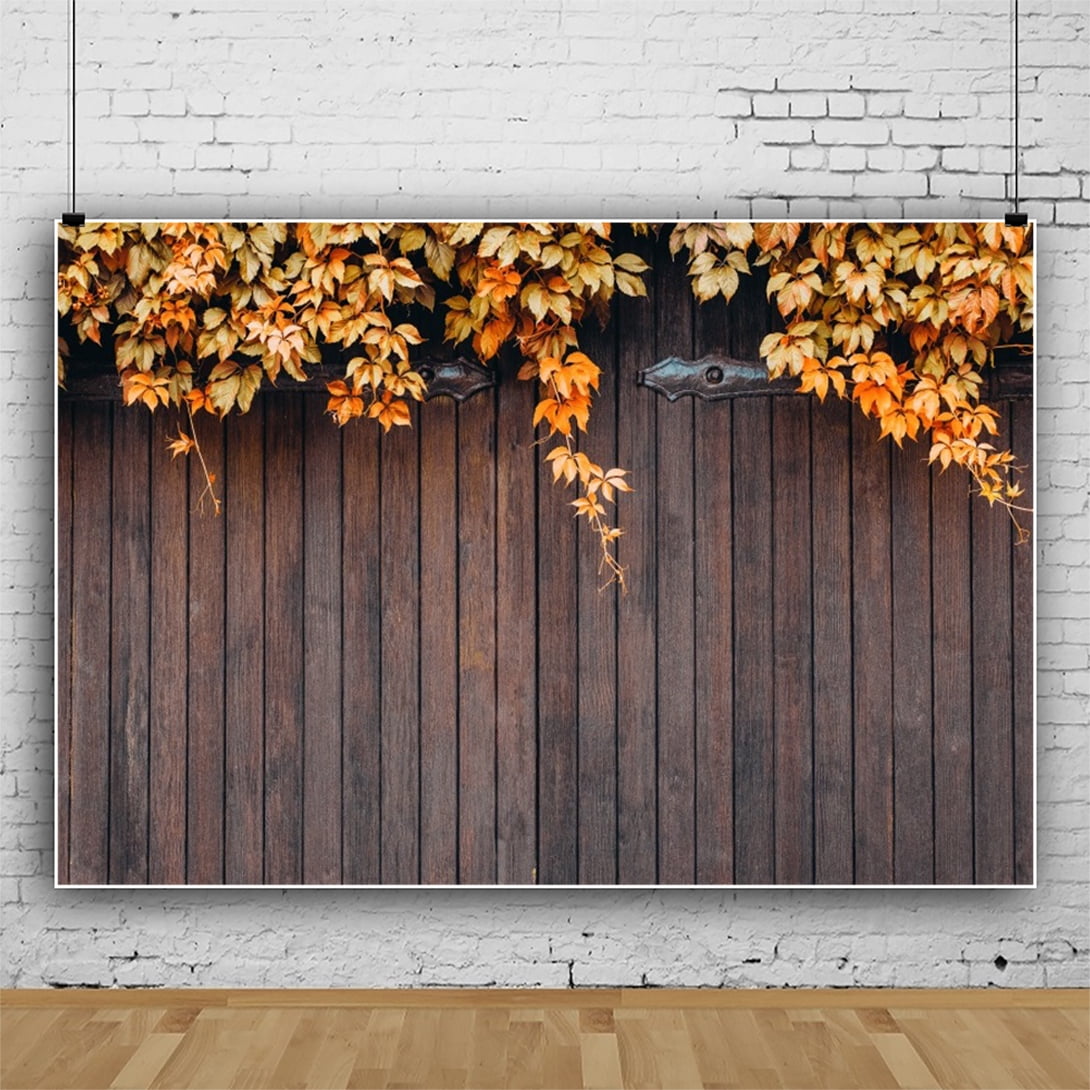 SUNOLIFE Fall Thanksgiving Backdrop Banner Brown Wood Board Background ...
