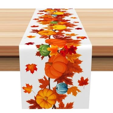 Coolmade 67x15in Autumn Leaves Table Runner, Handmade Embroidery for ...