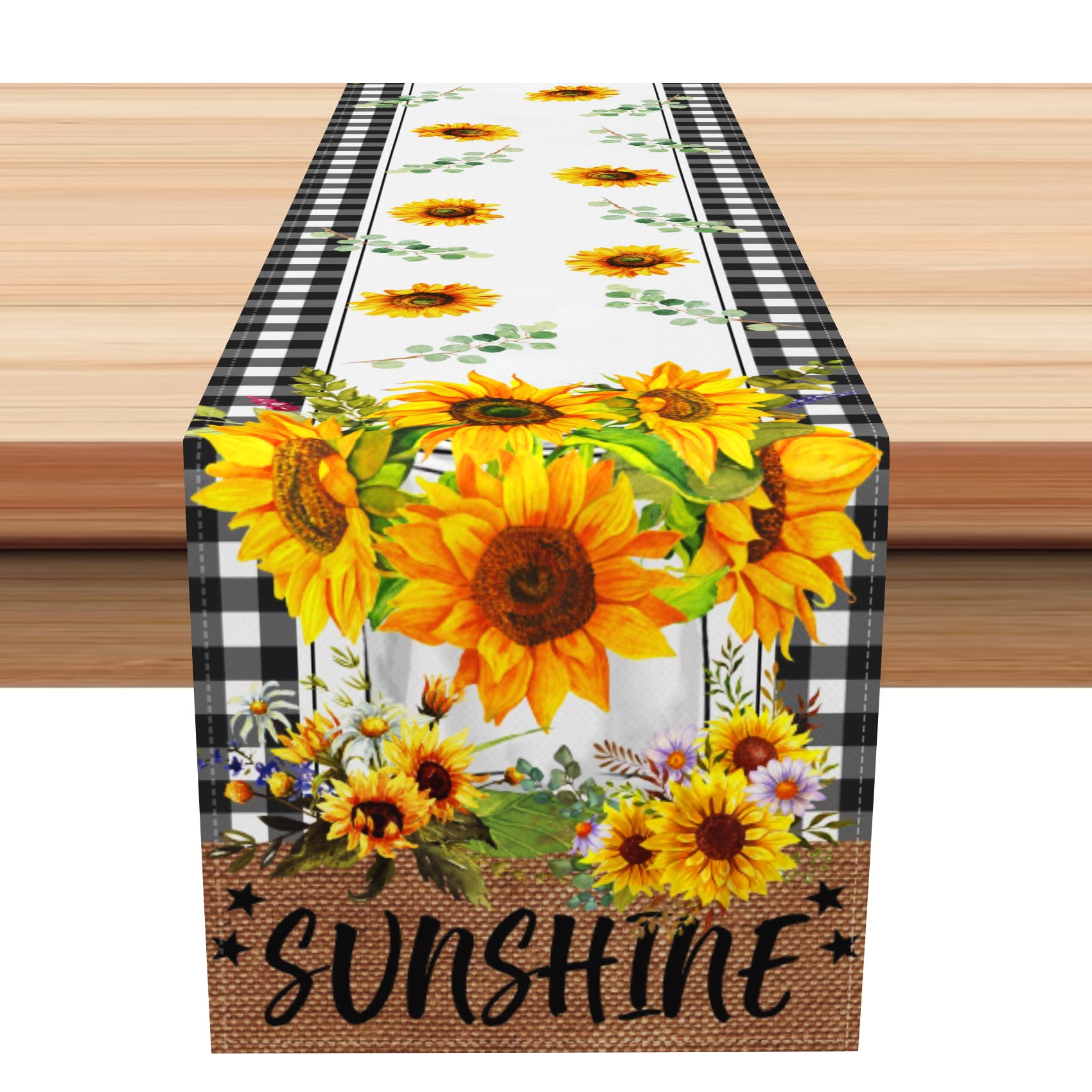 SUNOLIFE Fall Thanksgiving Table Runner Autumn Sunflower Kitchen Dining ...