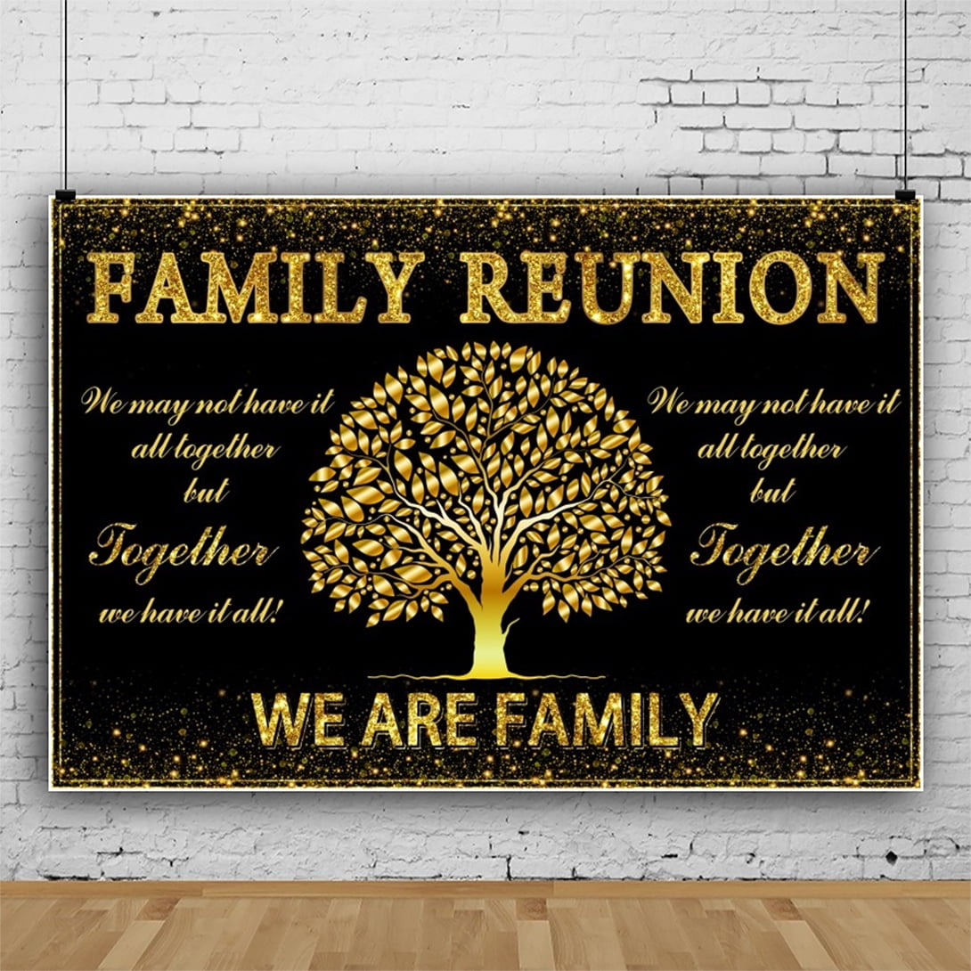 SUNOLIFE Family Reunion Backdrop Black Gold Family Tree Background for ...