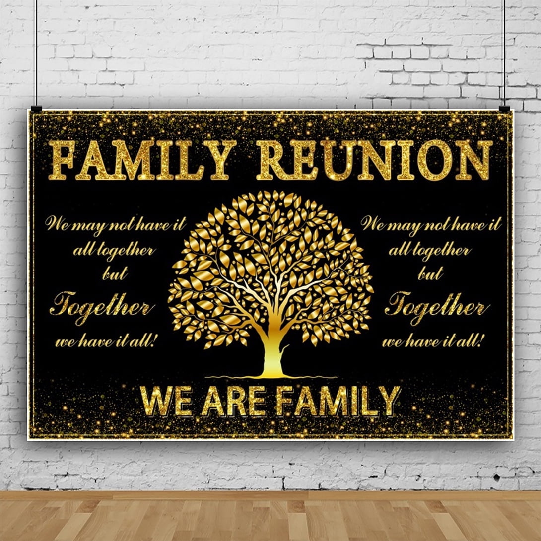 SUNOLIFE Family Reunion Backdrop Black Gold Family Tree Background for ...