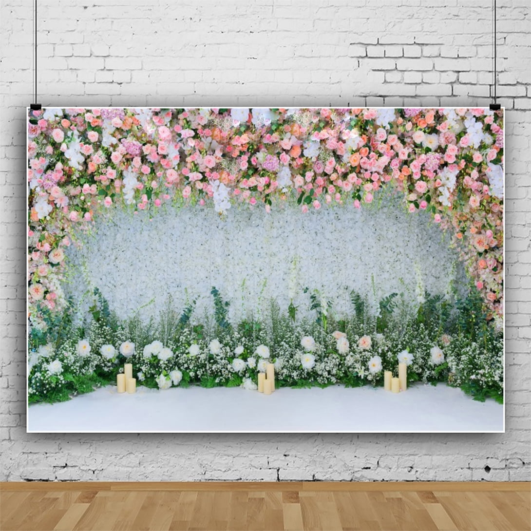 SUNOLIFE Floral Wall Backdrop Banner Wedding Bridal Photo Background ...
