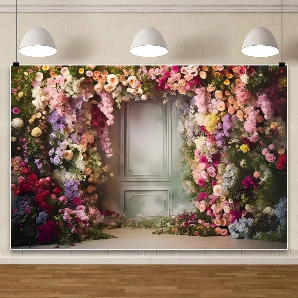 SUNOLIFE Floral Wall Backdrop Banner Wedding Mr Mrs Photo Background ...