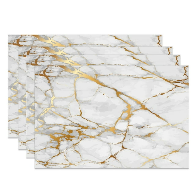 SUNOLIFE Gold Marble Placemats Abstract Modern Table Mats Set of 4,Mats ...