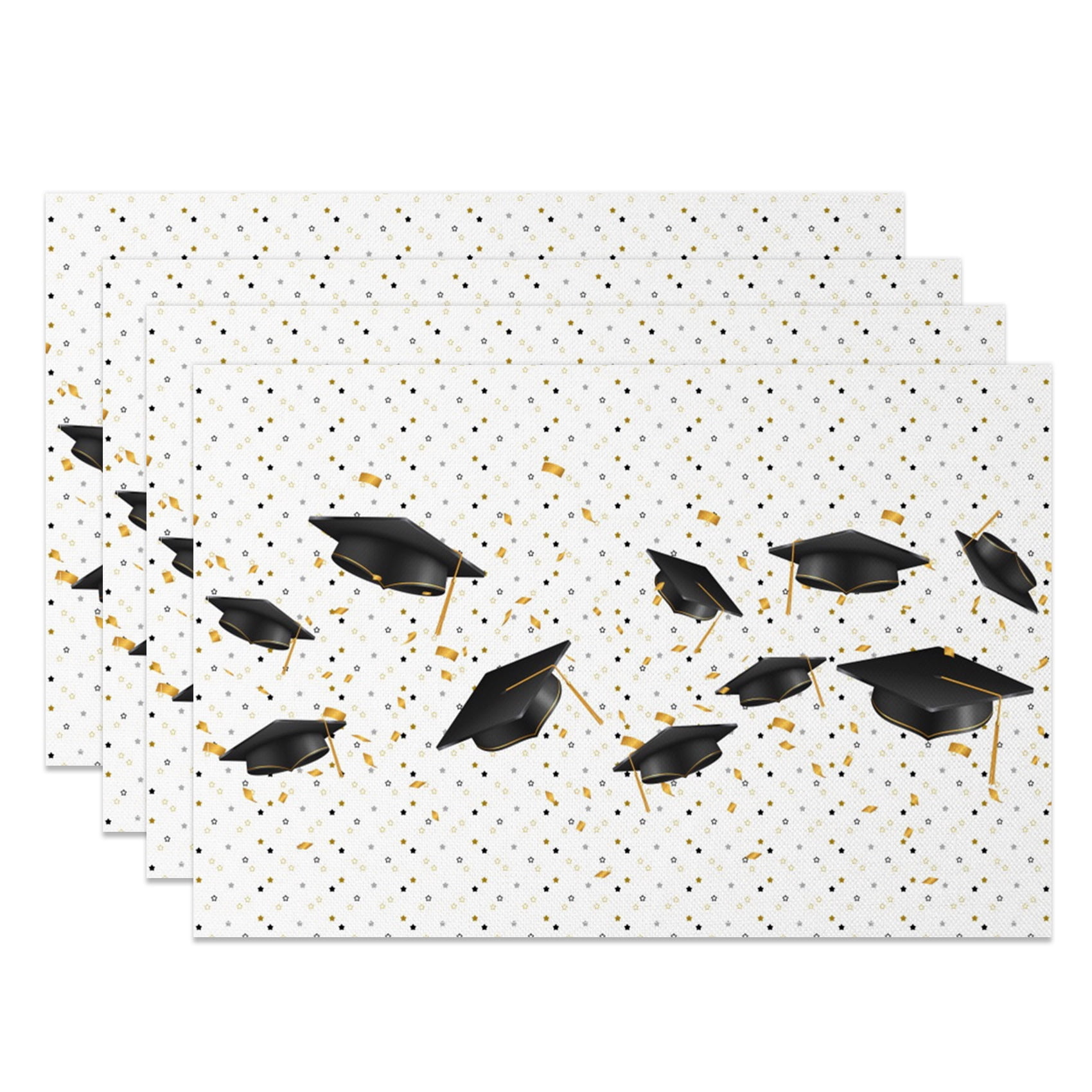 SUNOLIFE Graduation Placemats Set of 4,Grade Prom Table Mats for Dining ...