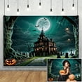 SUNOLIFE Halloween Backdrop Banner Horror Moon Night Castle Photo ...