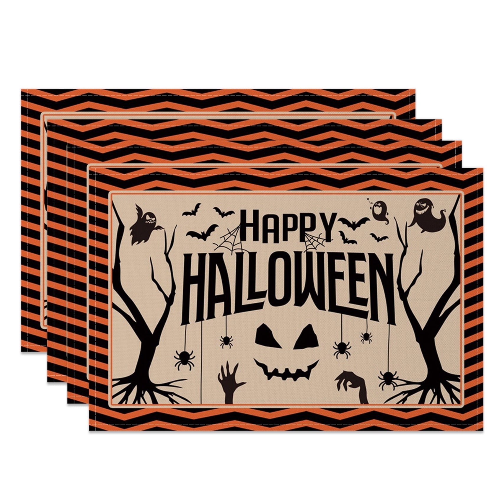 SUNOLIFE Halloween Placemats Set of 4,Holiday Party Table Decorations ...
