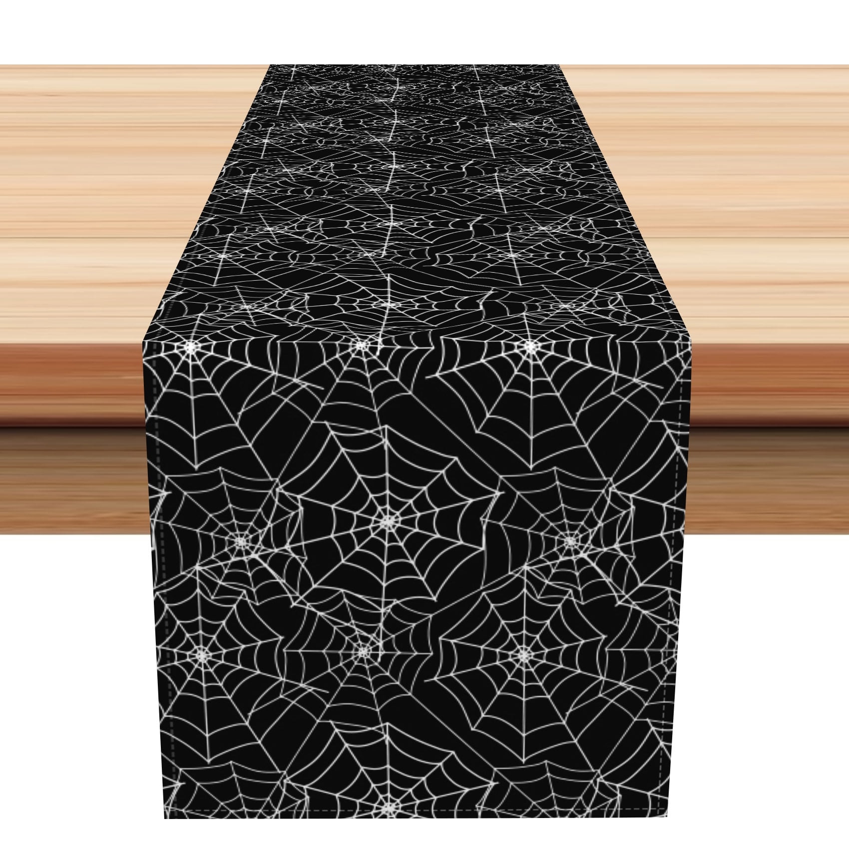 SUNOLIFE Halloween Table Runner Black Spider Web Kitchen Dining Table ...