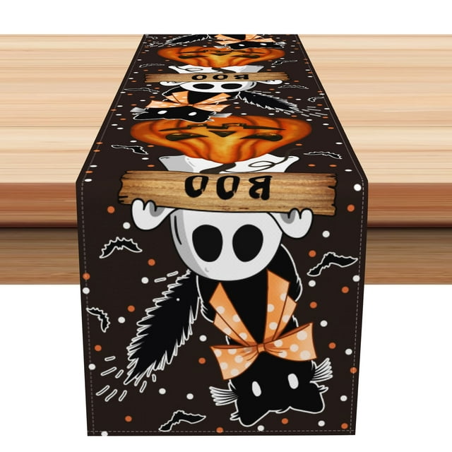 SUNOLIFE Halloween Table Runner Spooky Ghost Pumpkins Cat Kitchen ...