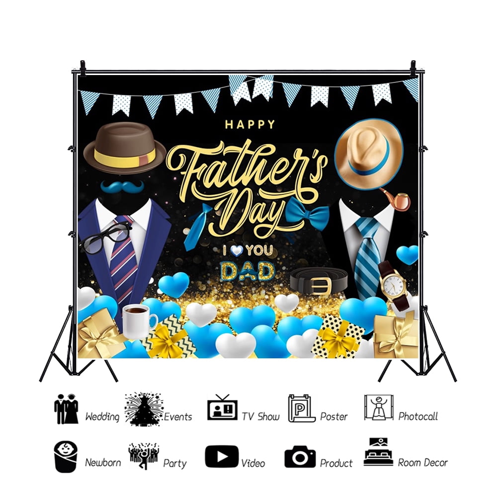 SUNOLIFE Happy Father's Day Backdrops Banner I Love Dad Background for ...