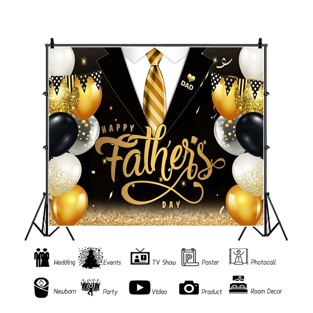 SUNOLIFE Happy Father's Day Backdrops Banner I Love Dad Ballons ...