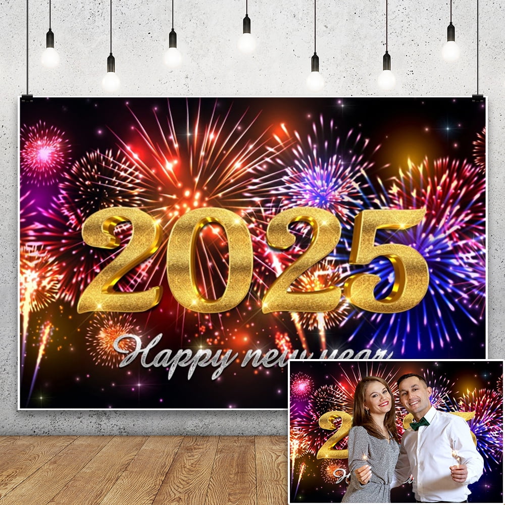 SUNOLIFE Happy New Year Backdrop Banner 2025 New Year Photo Background ...