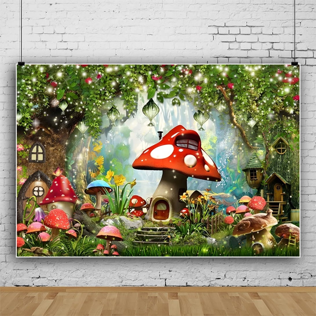 SUNOLIFE Magical Forest Backdrops Banner Fairytale Mushroom Background ...
