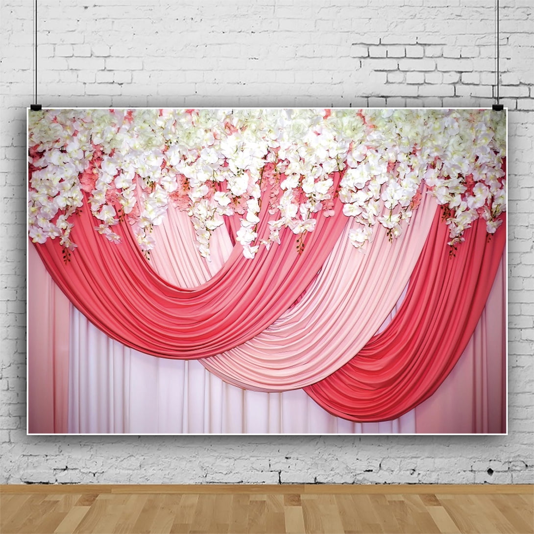 SUNOLIFE Pink Floral Wall Backdrops Banner Wedding Bride to Be ...