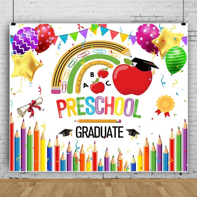 SUNOLIFE Preschool Graduate Backdrops Banner Kindergarten Graduation ...