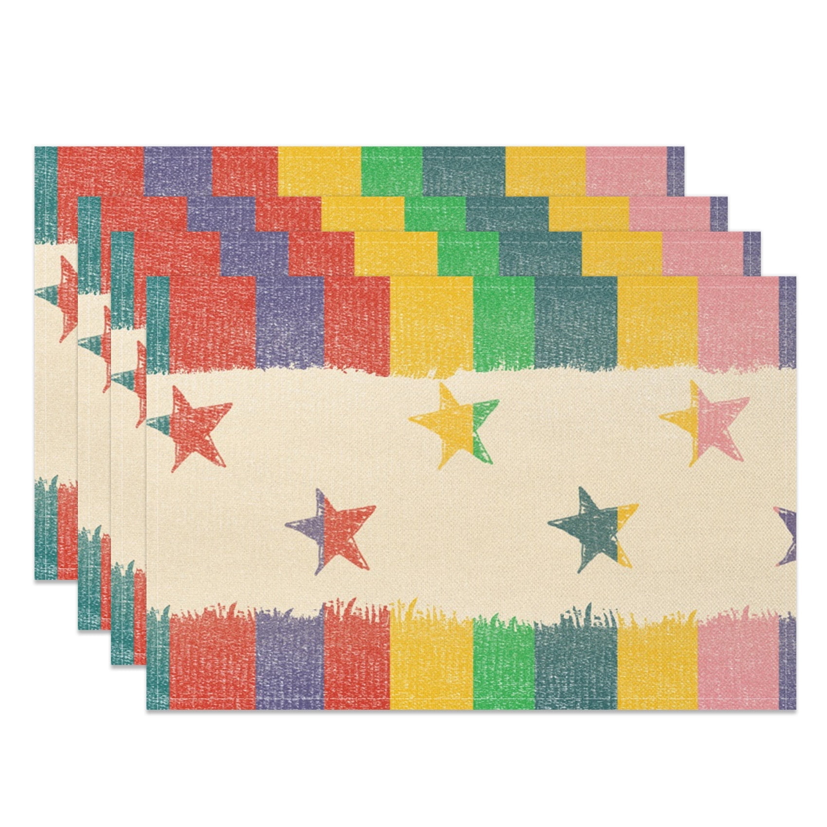 SUNOLIFE Rainbow Placemats Set of 4,Colorful Kids Birthday Table Mats ...