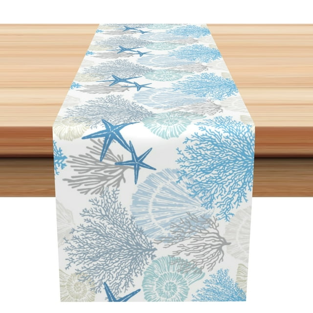 SUNOLIFE Summer Beach Theme Table Runner,Nautical Coastal Ocean Coral ...