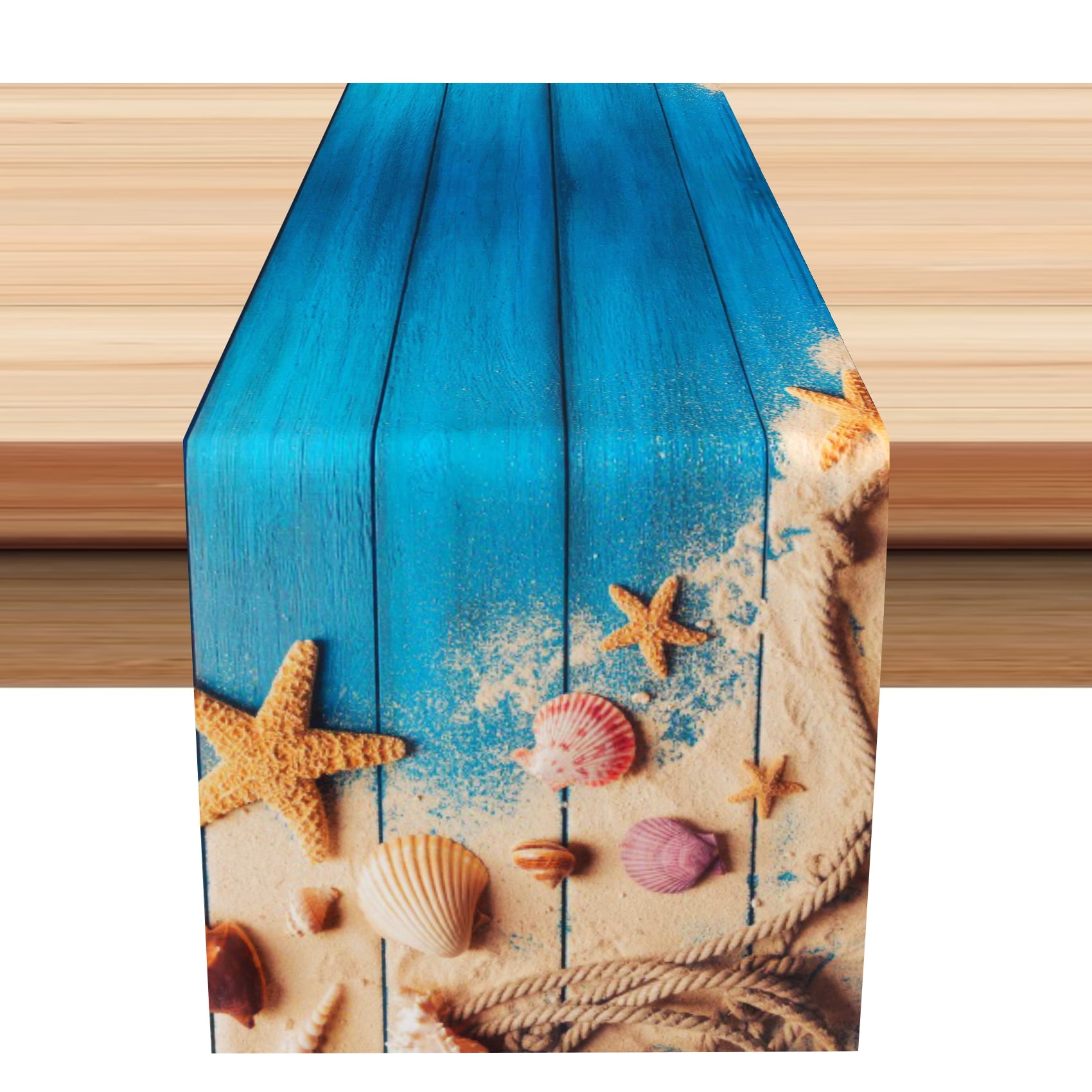 SUNOLIFE Summer Beach Theme Table Runner,Nautical Coastal Ocean Shell ...